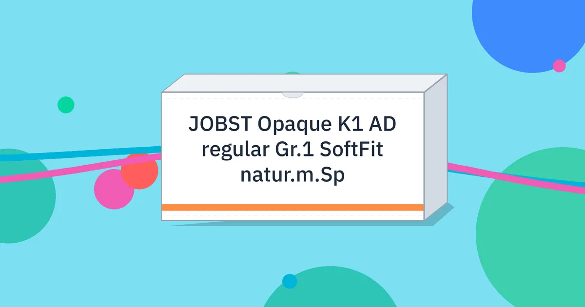 Symbolbild: Packung mit der Aufschrift JOBST Opaque K1 AD regular Gr.1 SoftFit natur.m.Sp (PZN 13081885) – Verfügbarkeit und Bezug in Apotheken in Frankfurt am Main