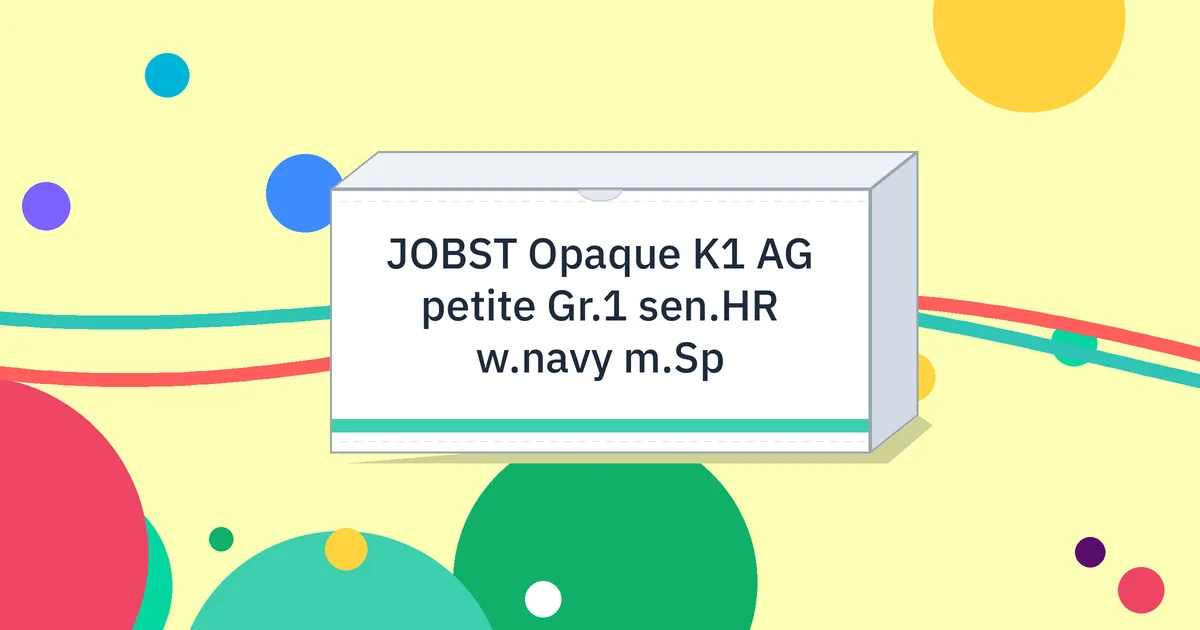 Symbolbild: Packung mit der Aufschrift JOBST Opaque K1 AG petite Gr.1 sen.HR w.navy m.Sp (PZN 13086061) – Verfügbarkeit und Bezug in Apotheken in Frankfurt am Main