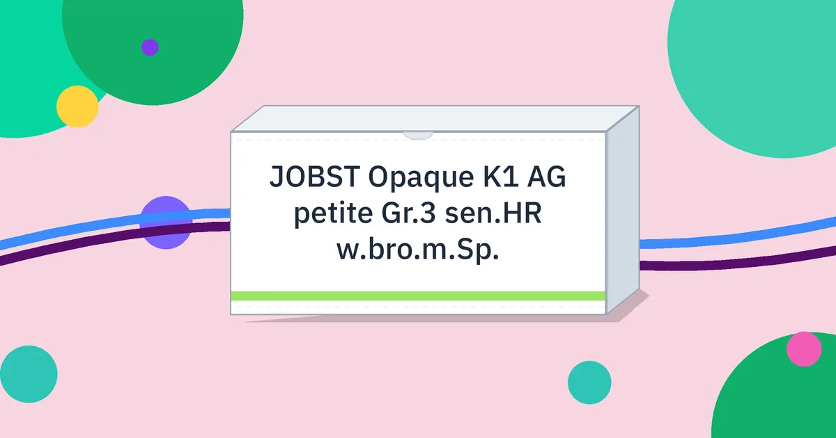 Symbolbild: Packung mit der Aufschrift JOBST Opaque K1 AG petite Gr.3 sen.HR w.bro.m.Sp. (PZN 13085860) – Verfügbarkeit und Bezug in Apotheken in Frankfurt am Main