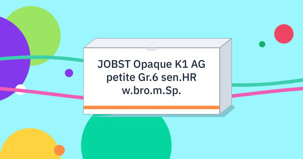 Symbolbild: Packung mit der Aufschrift JOBST Opaque K1 AG petite Gr.6 sen.HR w.bro.m.Sp. (PZN 13085908) – Verfügbarkeit und Bezug in Apotheken in Frankfurt am Main