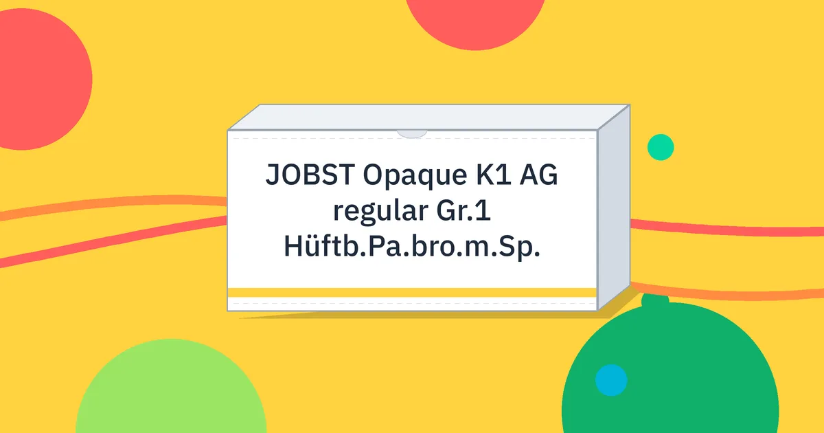 Symbolbild: Packung mit der Aufschrift JOBST Opaque K1 AG regular Gr.1 Hüftb.Pa.bro.m.Sp. (PZN 13100329) – Verfügbarkeit und Bezug in Apotheken in Frankfurt am Main