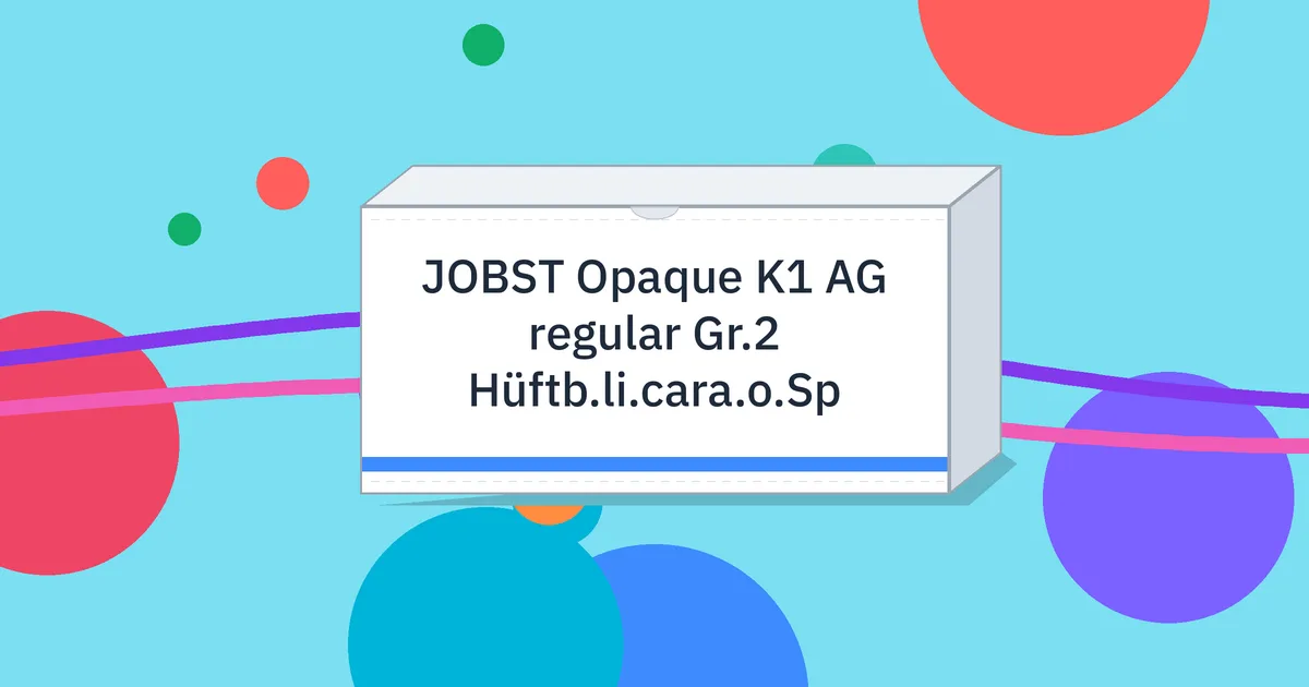 Symbolbild: Packung mit der Aufschrift JOBST Opaque K1 AG regular Gr.2 Hüftb.li.cara.o.Sp (PZN 13100051) – Verfügbarkeit und Bezug in Apotheken in Frankfurt am Main