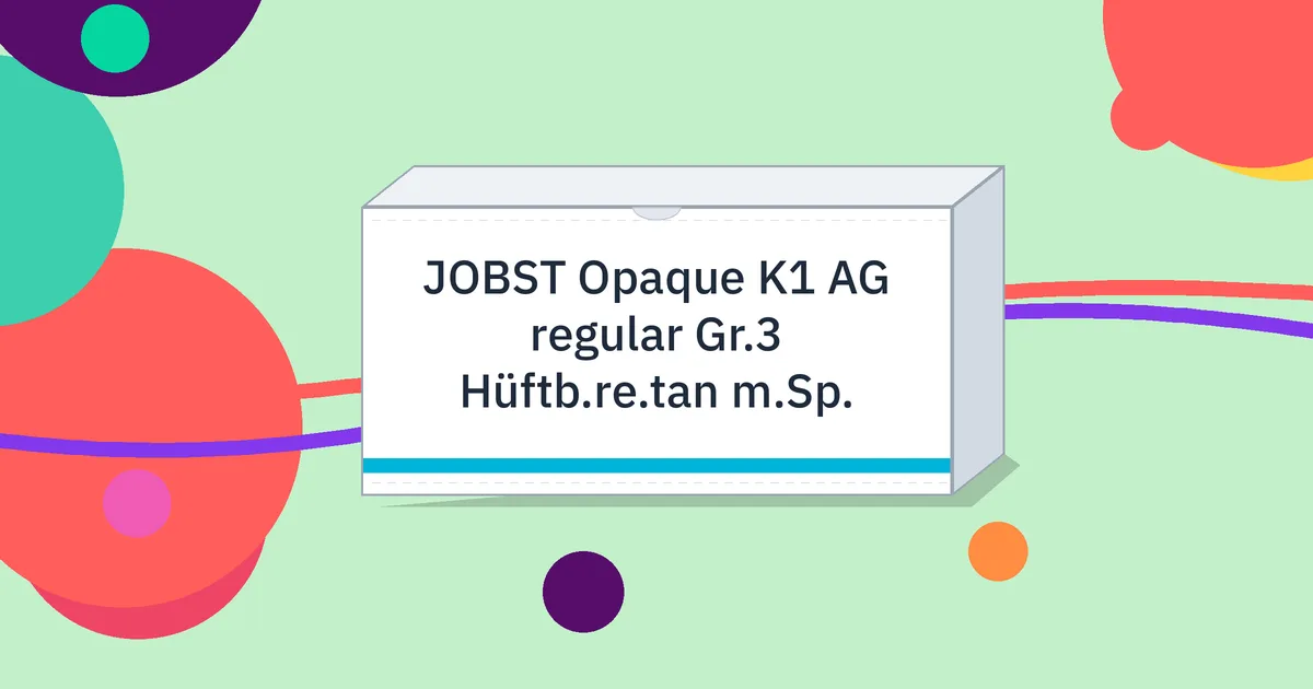 Symbolbild: Packung mit der Aufschrift JOBST Opaque K1 AG regular Gr.3 Hüftb.re.tan m.Sp. (PZN 16272539) – Verfügbarkeit und Bezug in Apotheken in Frankfurt am Main
