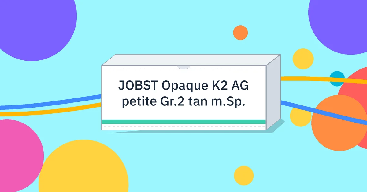 Symbolbild: Packung mit der Aufschrift JOBST Opaque K2 AG petite Gr.2 tan m.Sp. (PZN 16284672) – Verfügbarkeit und Bezug in Apotheken in Frankfurt am Main