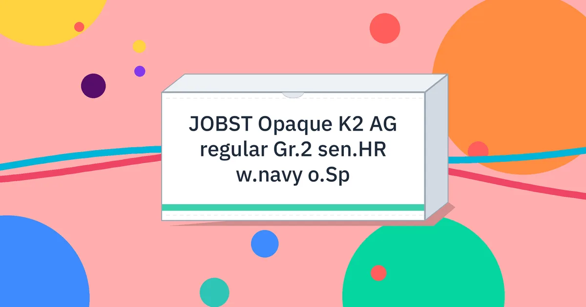 Symbolbild: Packung mit der Aufschrift JOBST Opaque K2 AG regular Gr.2 sen.HR w.navy o.Sp (PZN 13112924) – Verfügbarkeit und Bezug in Apotheken in Frankfurt am Main