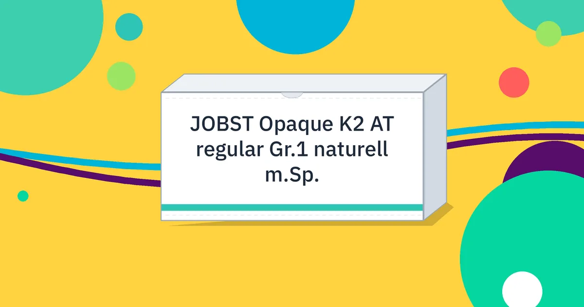 Symbolbild: Packung mit der Aufschrift JOBST Opaque K2 AT regular Gr.1 naturell m.Sp. (PZN 11257216) – Verfügbarkeit und Bezug in Apotheken in Frankfurt am Main