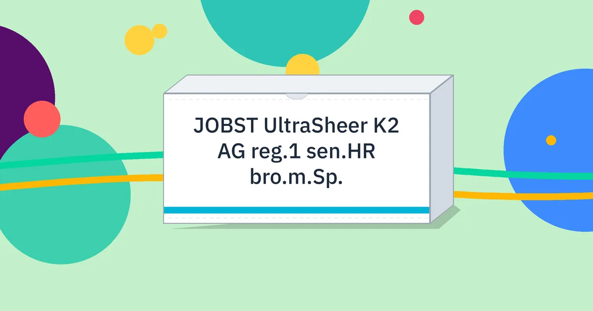 Symbolbild: Packung mit der Aufschrift JOBST UltraSheer K2 AG reg.1 sen.HR bro.m.Sp. (PZN 13144717) – Verfügbarkeit und Bezug in Apotheken in Frankfurt am Main