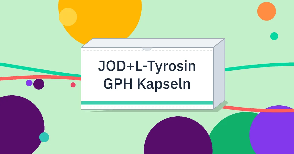 Symbolbild: Packung mit der Aufschrift JOD+L-Tyrosin GPH Kapseln (PZN 07604020) – Verfügbarkeit und Bezug in Apotheken in Frankfurt am Main