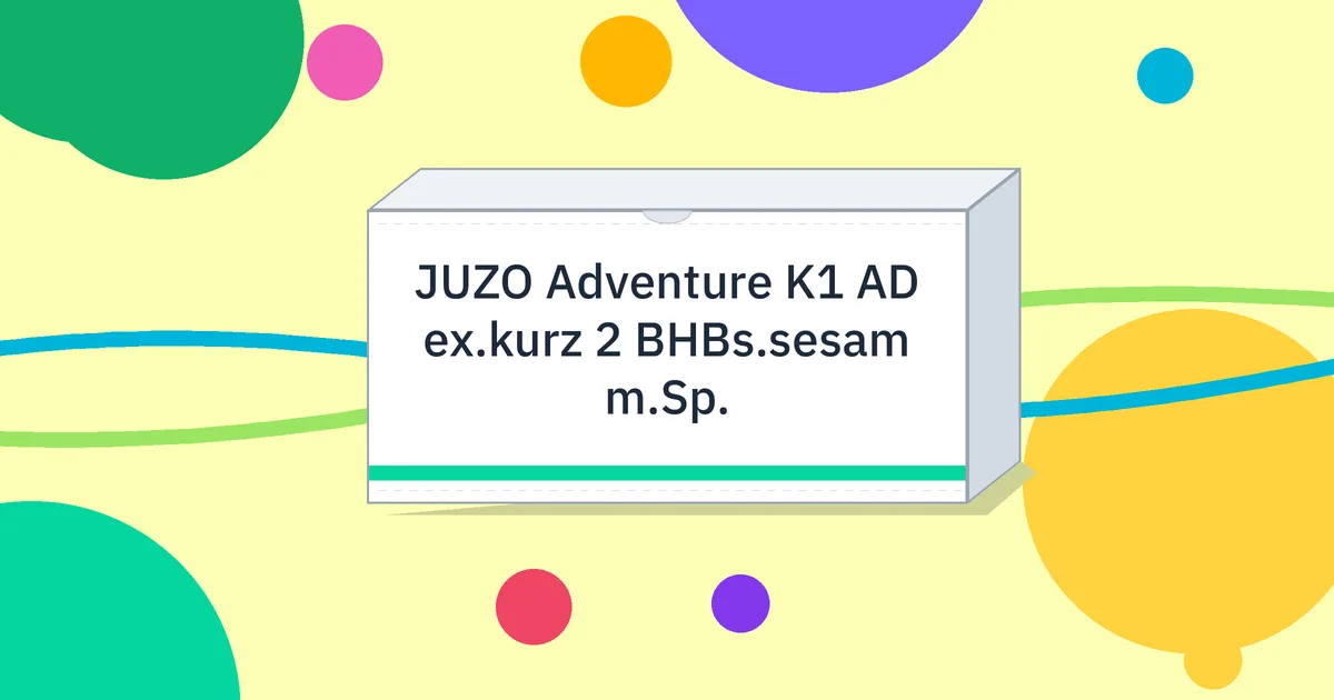 Symbolbild: Packung mit der Aufschrift JUZO Adventure K1 AD ex.kurz 2 BHBs.sesam m.Sp. (PZN 16493909) – Verfügbarkeit und Bezug in Apotheken in Frankfurt am Main
