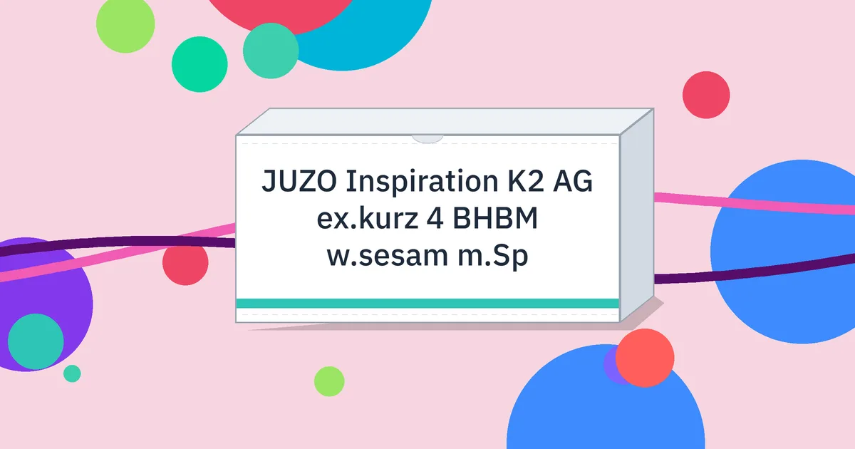 Symbolbild: Packung mit der Aufschrift JUZO Inspiration K2 AG ex.kurz 4 BHBM w.sesam m.Sp (PZN 14883948) – Verfügbarkeit und Bezug in Apotheken in Frankfurt am Main