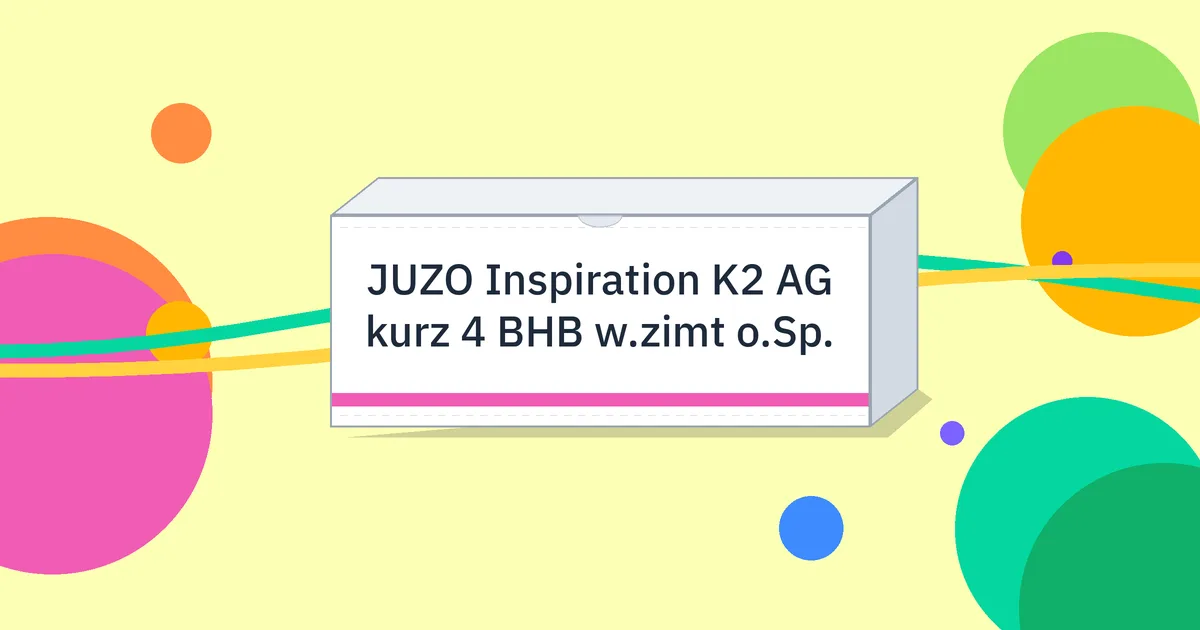 Symbolbild: Packung mit der Aufschrift JUZO Inspiration K2 AG kurz 4 BHB w.zimt o.Sp. (PZN 14850535) – Verfügbarkeit und Bezug in Apotheken in Frankfurt am Main