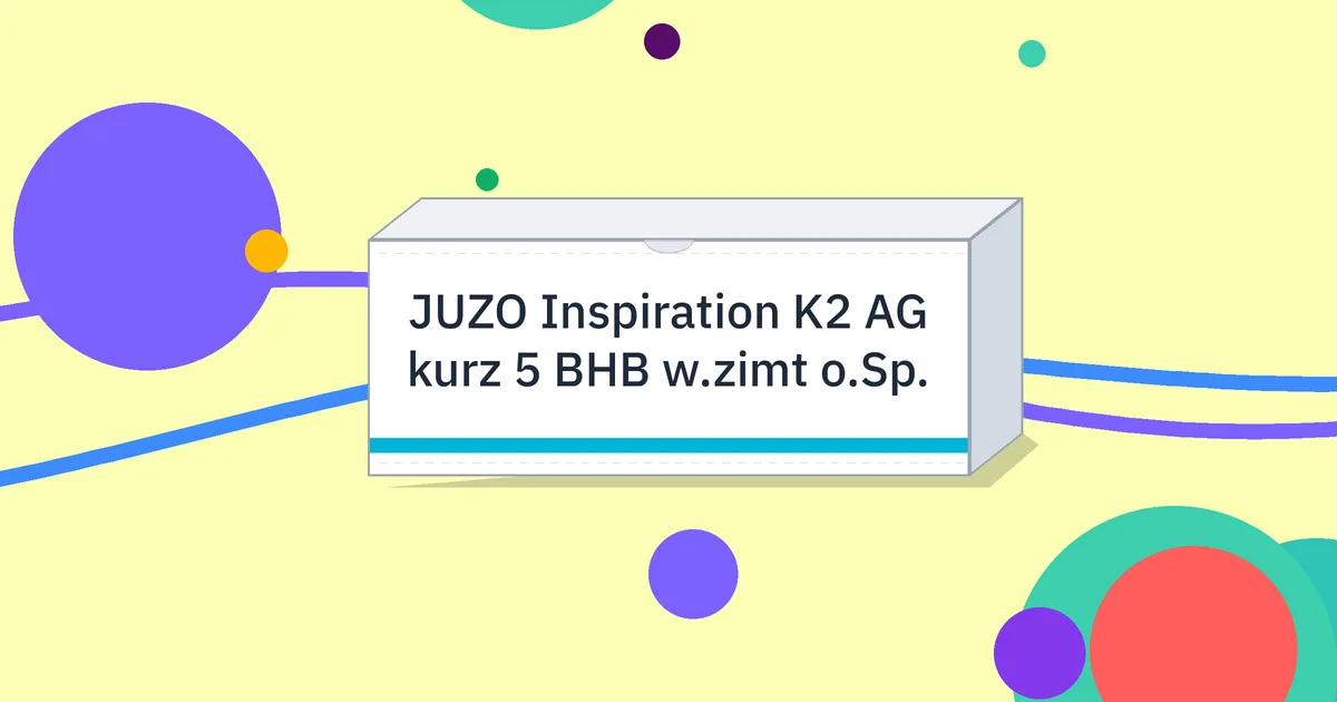 Symbolbild: Packung mit der Aufschrift JUZO Inspiration K2 AG kurz 5 BHB w.zimt o.Sp. (PZN 14850541) – Verfügbarkeit und Bezug in Apotheken in Frankfurt am Main