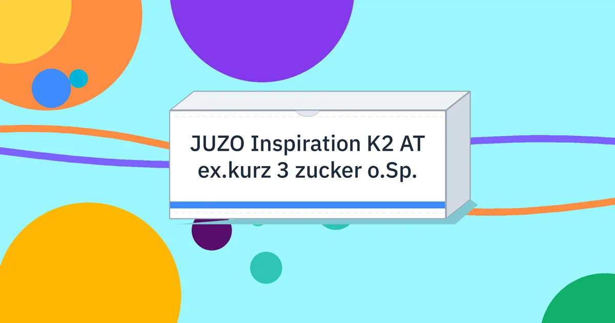 Symbolbild: Packung mit der Aufschrift JUZO Inspiration K2 AT ex.kurz 3 zucker o.Sp. (PZN 14932196) – Verfügbarkeit und Bezug in Apotheken in Frankfurt am Main