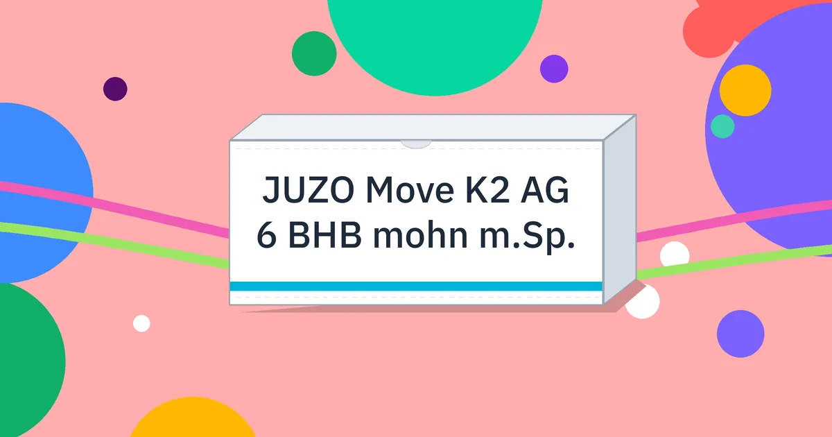 Symbolbild: Packung mit der Aufschrift JUZO Move K2 AG 6 BHB mohn m.Sp. (PZN 18555885) – Verfügbarkeit und Bezug in Apotheken in Frankfurt am Main
