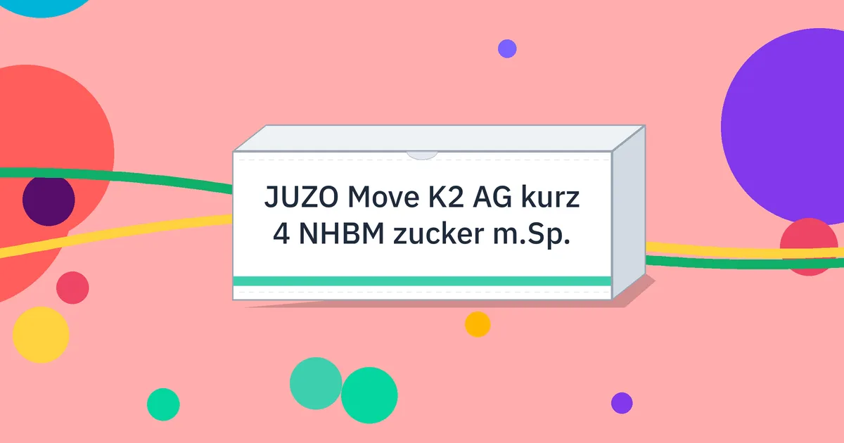Symbolbild: Packung mit der Aufschrift JUZO Move K2 AG kurz 4 NHBM zucker m.Sp. (PZN 18527222) – Verfügbarkeit und Bezug in Apotheken in Frankfurt am Main