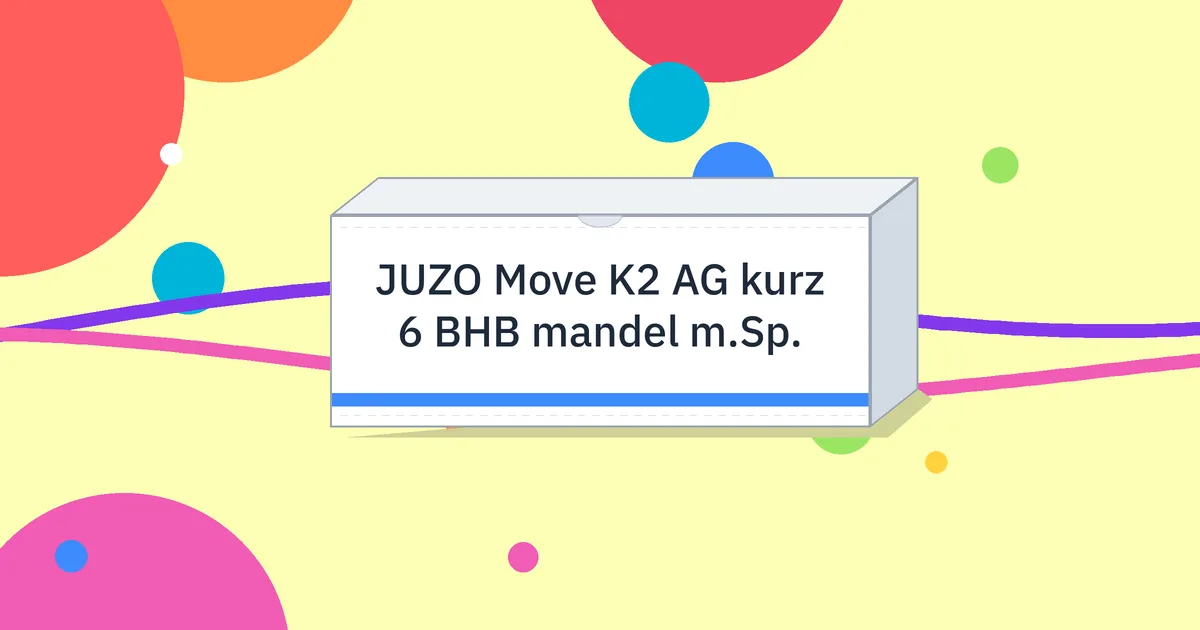 Symbolbild: Packung mit der Aufschrift JUZO Move K2 AG kurz 6 BHB mandel m.Sp. (PZN 16637685) – Verfügbarkeit und Bezug in Apotheken in Frankfurt am Main