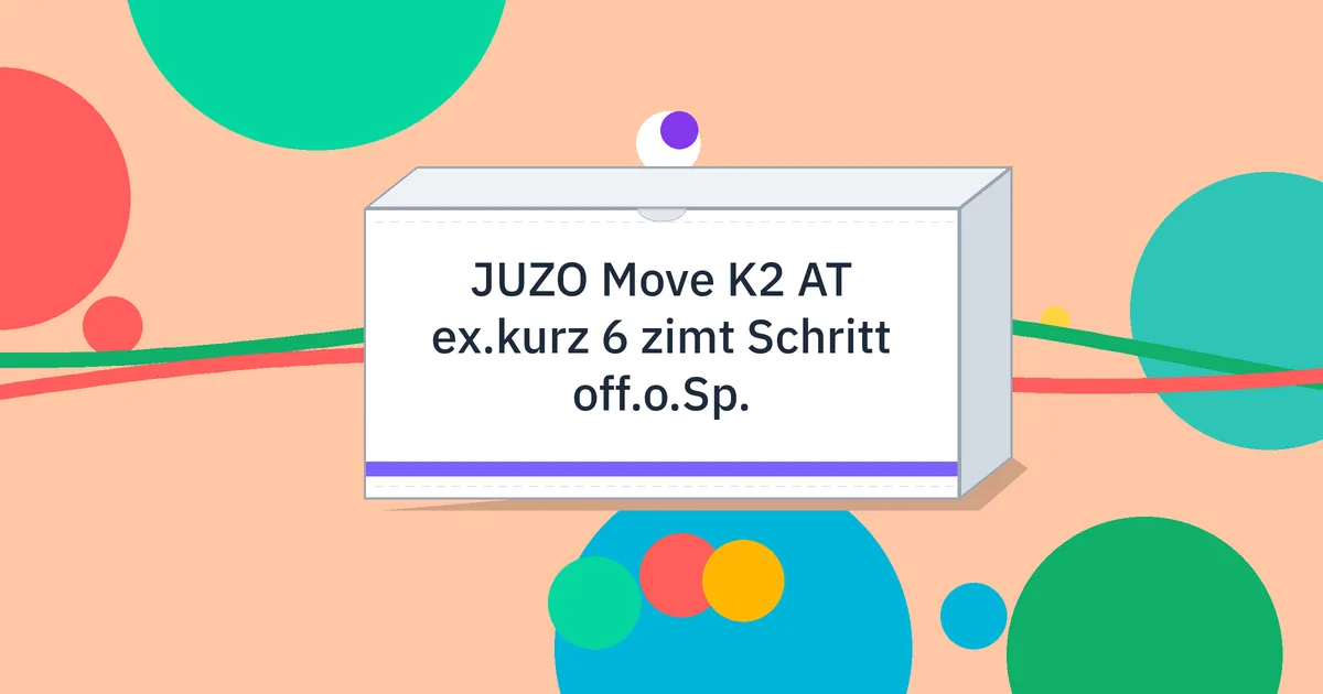 Symbolbild: Packung mit der Aufschrift JUZO Move K2 AT ex.kurz 6 zimt Schritt off.o.Sp. (PZN 20672730) – Verfügbarkeit und Bezug in Apotheken in Frankfurt am Main