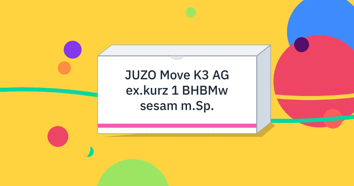 Symbolbild: Packung mit der Aufschrift JUZO Move K3 AG ex.kurz 1 BHBMw sesam m.Sp. (PZN 18584237) – Verfügbarkeit und Bezug in Apotheken in Frankfurt am Main