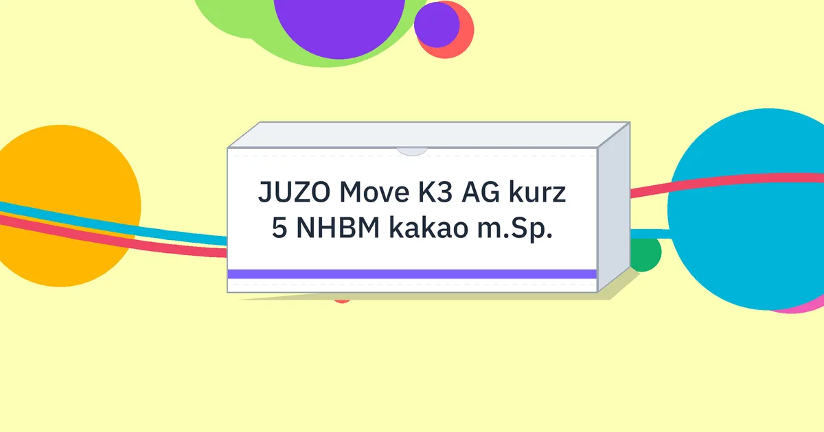 Symbolbild: Packung mit der Aufschrift JUZO Move K3 AG kurz 5 NHBM kakao m.Sp. (PZN 18590663) – Verfügbarkeit und Bezug in Apotheken in Frankfurt am Main
