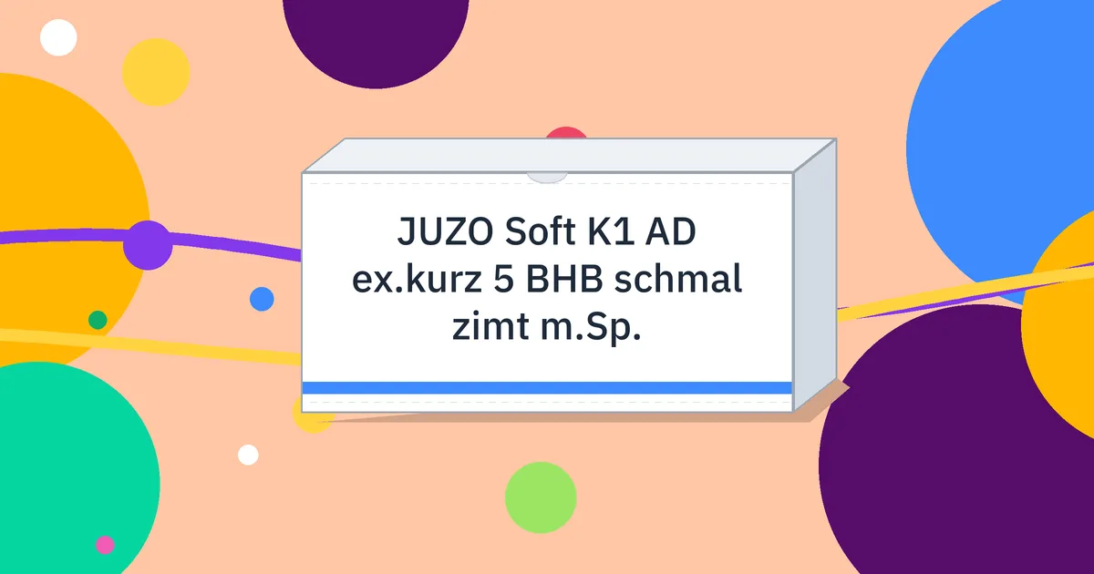 Symbolbild: Packung mit der Aufschrift JUZO Soft K1 AD ex.kurz 5 BHB schmal zimt m.Sp. (PZN 15462278) – Verfügbarkeit und Bezug in Apotheken in Frankfurt am Main