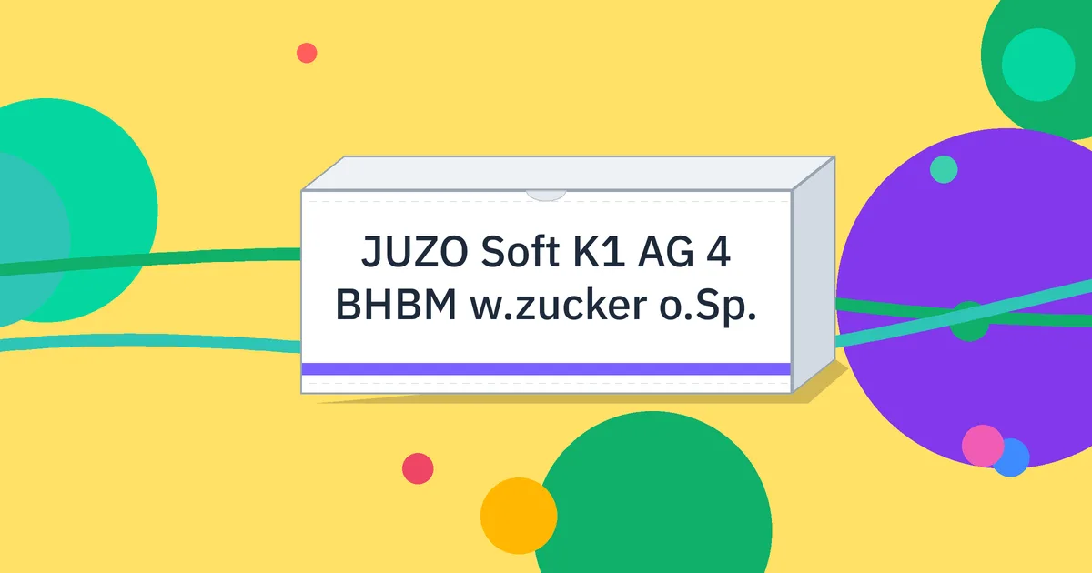 Symbolbild: Packung mit der Aufschrift JUZO Soft K1 AG 4 BHBM w.zucker o.Sp. (PZN 14864632) – Verfügbarkeit und Bezug in Apotheken in Frankfurt am Main