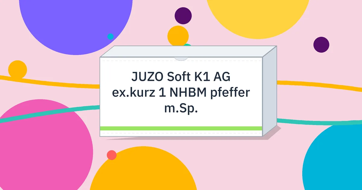 Symbolbild: Packung mit der Aufschrift JUZO Soft K1 AG ex.kurz 1 NHBM pfeffer m.Sp. (PZN 15016917) – Verfügbarkeit und Bezug in Apotheken in Frankfurt am Main