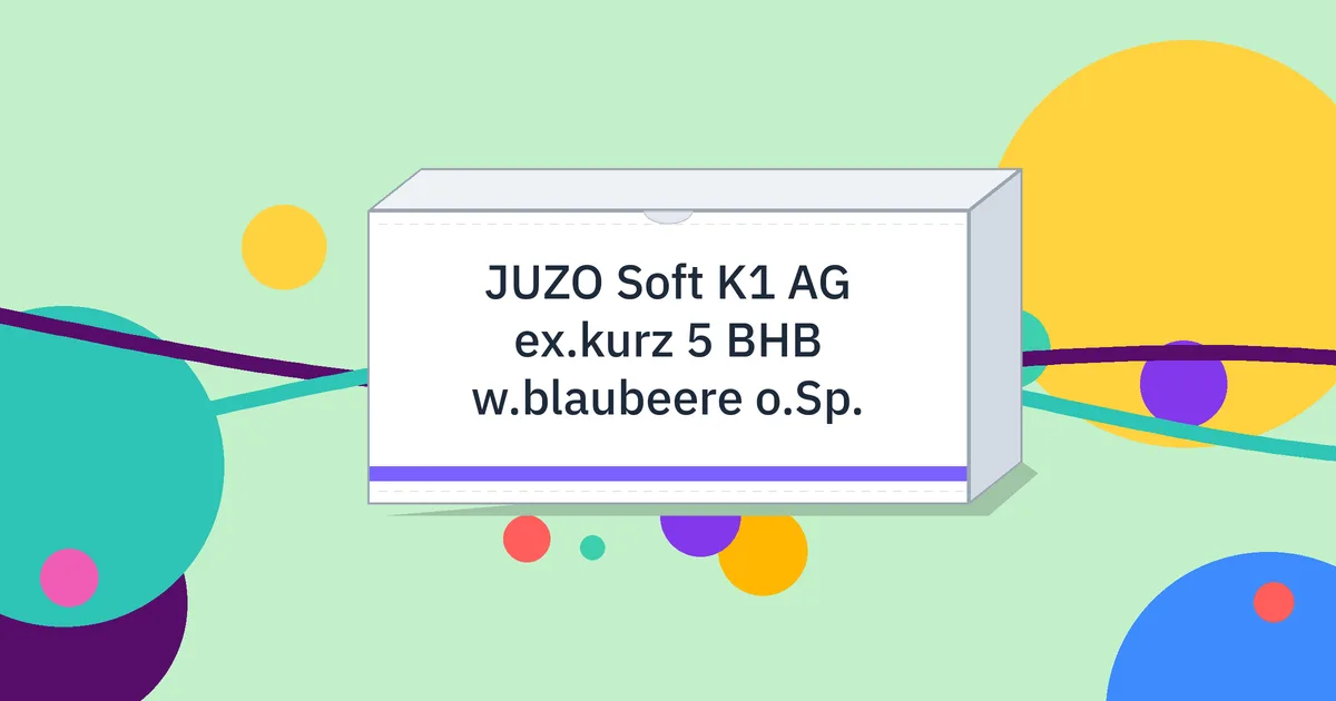 Symbolbild: Packung mit der Aufschrift JUZO Soft K1 AG ex.kurz 5 BHB w.blaubeere o.Sp. (PZN 14840212) – Verfügbarkeit und Bezug in Apotheken in Frankfurt am Main