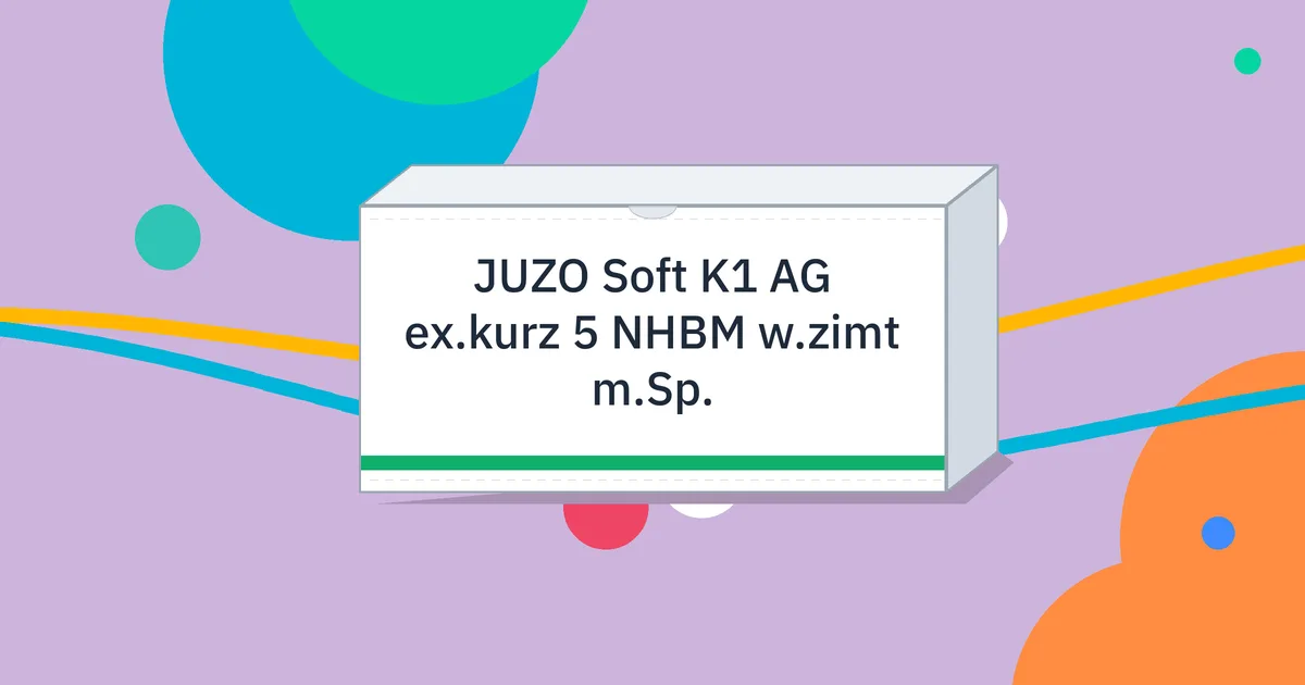 Symbolbild: Packung mit der Aufschrift JUZO Soft K1 AG ex.kurz 5 NHBM w.zimt m.Sp. (PZN 15017992) – Verfügbarkeit und Bezug in Apotheken in Frankfurt am Main