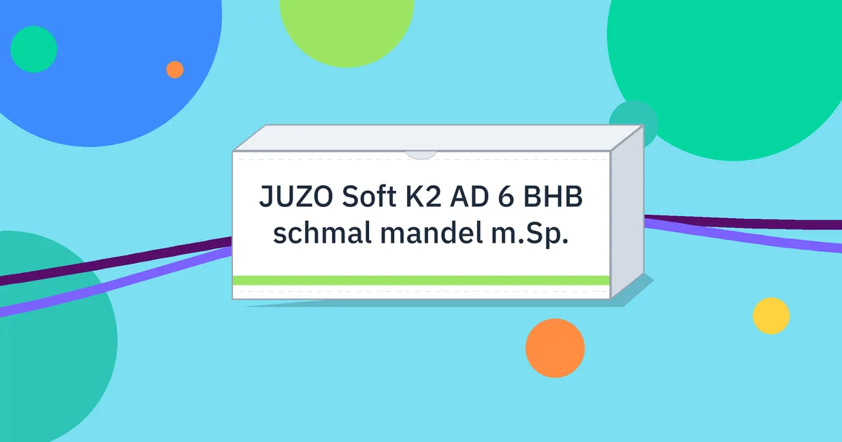 Symbolbild: Packung mit der Aufschrift JUZO Soft K2 AD 6 BHB schmal mandel m.Sp. (PZN 15465302) – Verfügbarkeit und Bezug in Apotheken in Frankfurt am Main