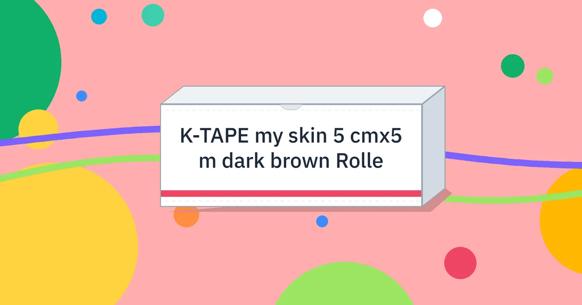 Symbolbild: Packung mit der Aufschrift K-TAPE my skin 5 cmx5 m dark brown Rolle (PZN 17455360) – Verfügbarkeit und Bezug in Apotheken in Frankfurt am Main