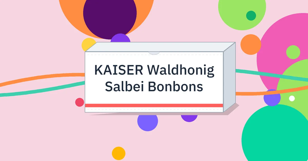 Symbolbild: Packung mit der Aufschrift KAISER Waldhonig Salbei Bonbons (PZN 18242436) – Verfügbarkeit und Bezug in Apotheken in Frankfurt am Main