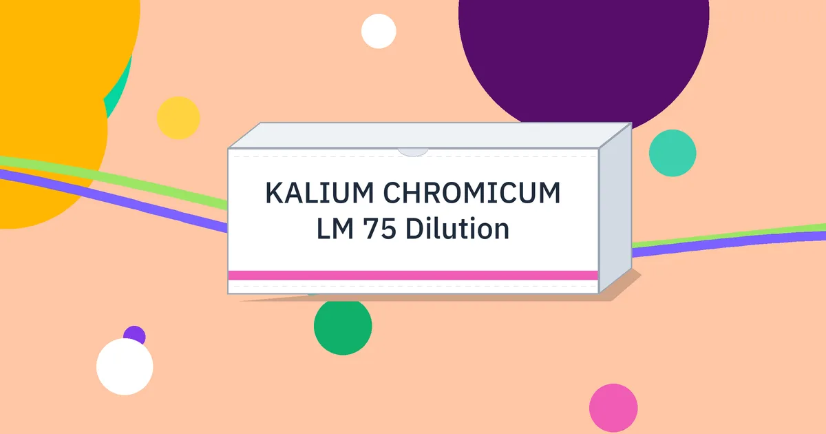 Symbolbild: Packung mit der Aufschrift KALIUM CHROMICUM LM 75 Dilution (PZN 12919470) – Verfügbarkeit und Bezug in Apotheken in Frankfurt am Main