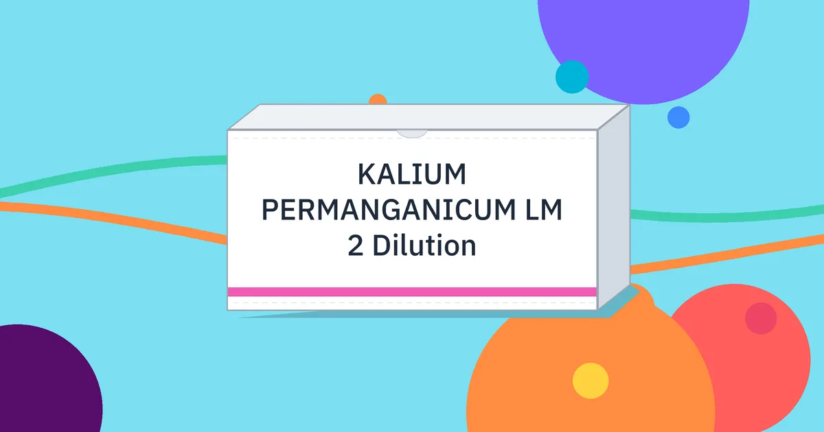 Symbolbild: Packung mit der Aufschrift KALIUM PERMANGANICUM LM 2 Dilution (PZN 12923997) – Verfügbarkeit und Bezug in Apotheken in Frankfurt am Main