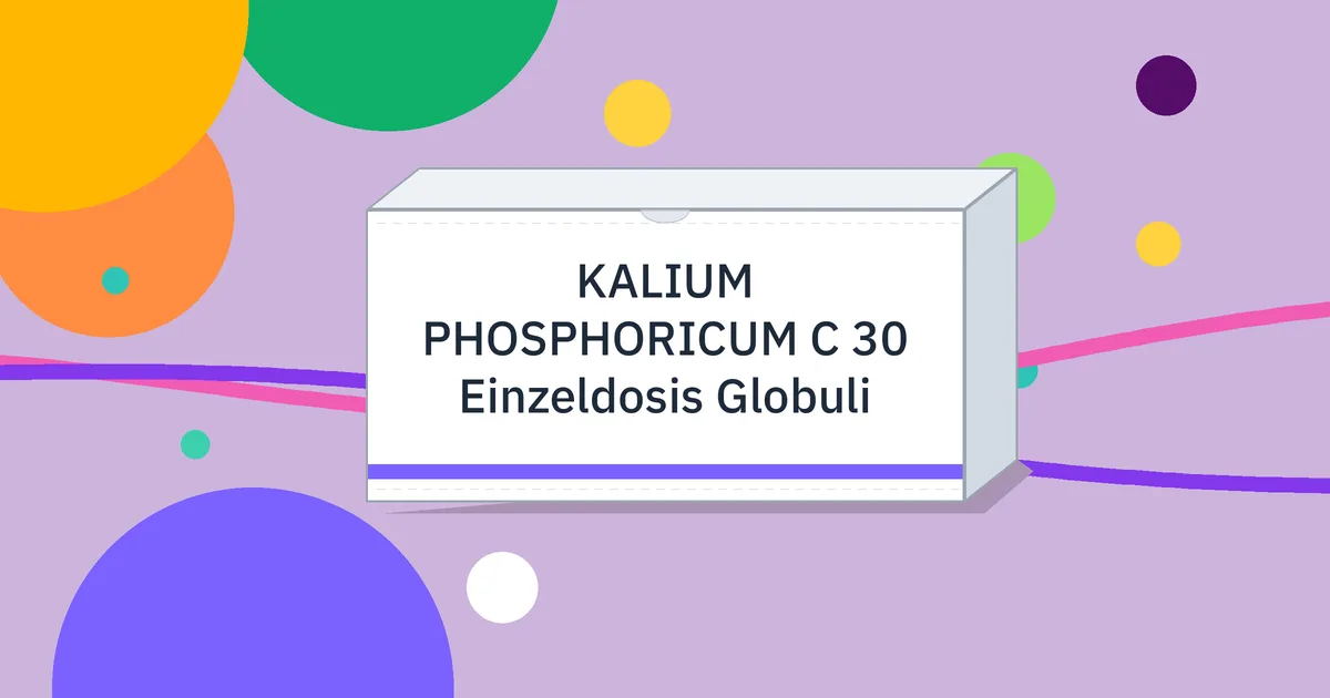 Symbolbild: Packung mit der Aufschrift KALIUM PHOSPHORICUM C 30 Einzeldosis Globuli (PZN 02694610) – Verfügbarkeit und Bezug in Apotheken in Frankfurt am Main
