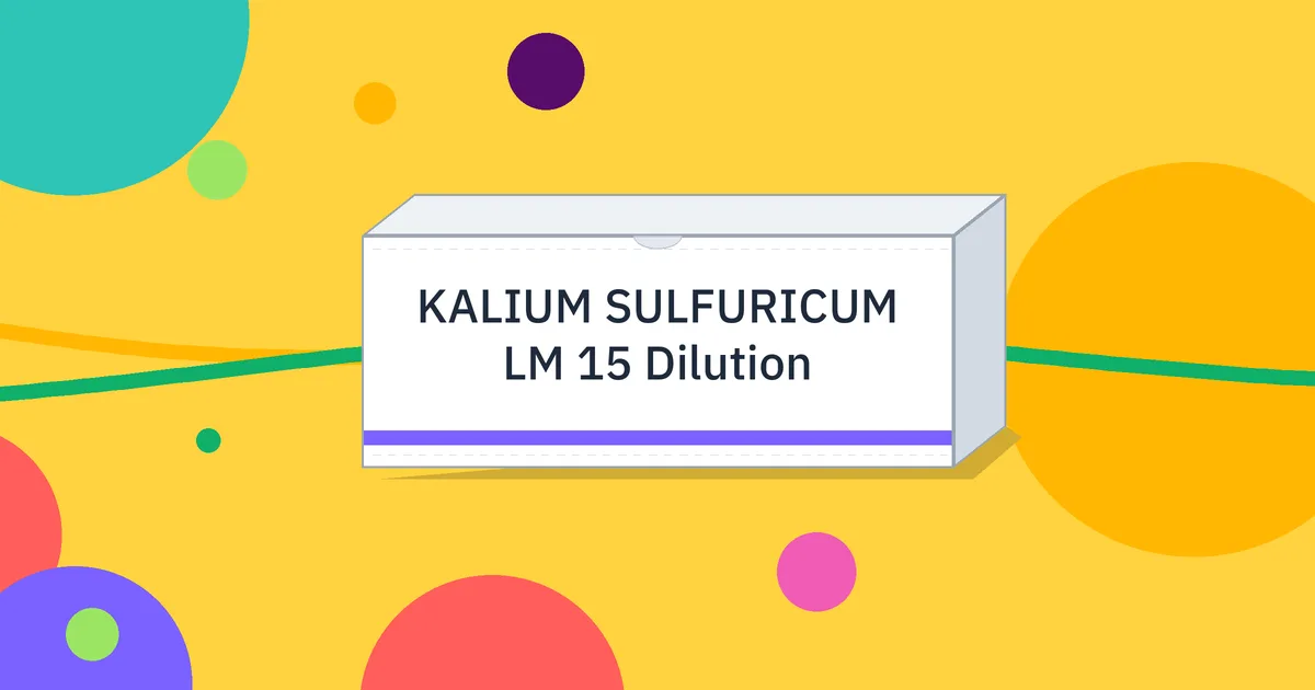 Symbolbild: Packung mit der Aufschrift KALIUM SULFURICUM LM 15 Dilution (PZN 12926346) – Verfügbarkeit und Bezug in Apotheken in Frankfurt am Main