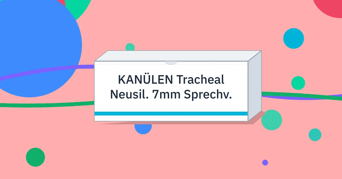 Symbolbild: Packung mit der Aufschrift KANÜLEN Tracheal Neusil. 7mm Sprechv. (PZN 01965751) – Verfügbarkeit und Bezug in Apotheken in Frankfurt am Main