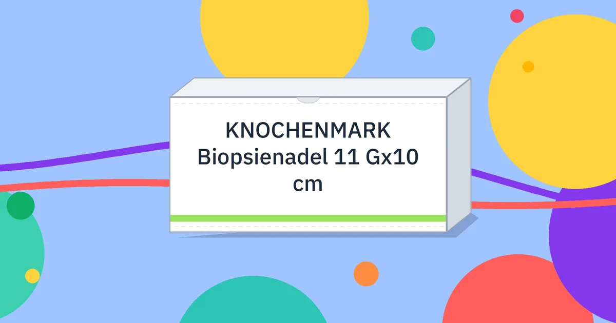 Symbolbild: Packung mit der Aufschrift KNOCHENMARK Biopsienadel 11 Gx10 cm (PZN 18812187) – Verfügbarkeit und Bezug in Apotheken in Frankfurt am Main