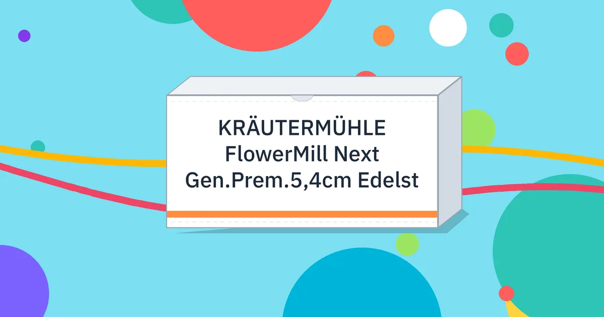 Symbolbild: Packung mit der Aufschrift KRÄUTERMÜHLE FlowerMill Next Gen.Prem.5,4cm Edelst (PZN 19457883) – Verfügbarkeit und Bezug in Apotheken in Frankfurt am Main