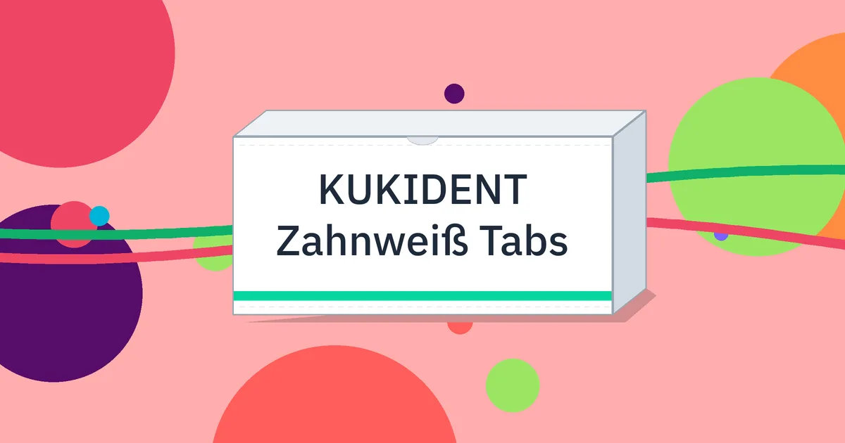 Symbolbild: Packung mit der Aufschrift KUKIDENT Zahnweiß Tabs (PZN 02782194) – Verfügbarkeit und Bezug in Apotheken in Frankfurt am Main