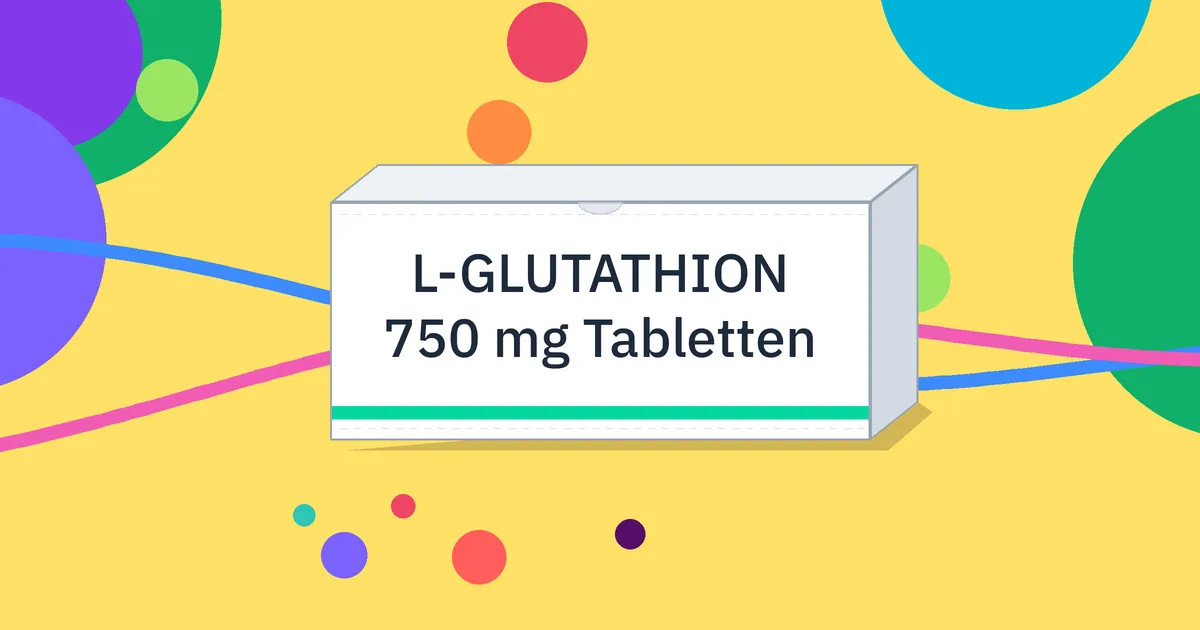 Symbolbild: Packung mit der Aufschrift L-GLUTATHION 750 mg Tabletten (PZN 19288647) – Verfügbarkeit und Bezug in Apotheken in Frankfurt am Main
