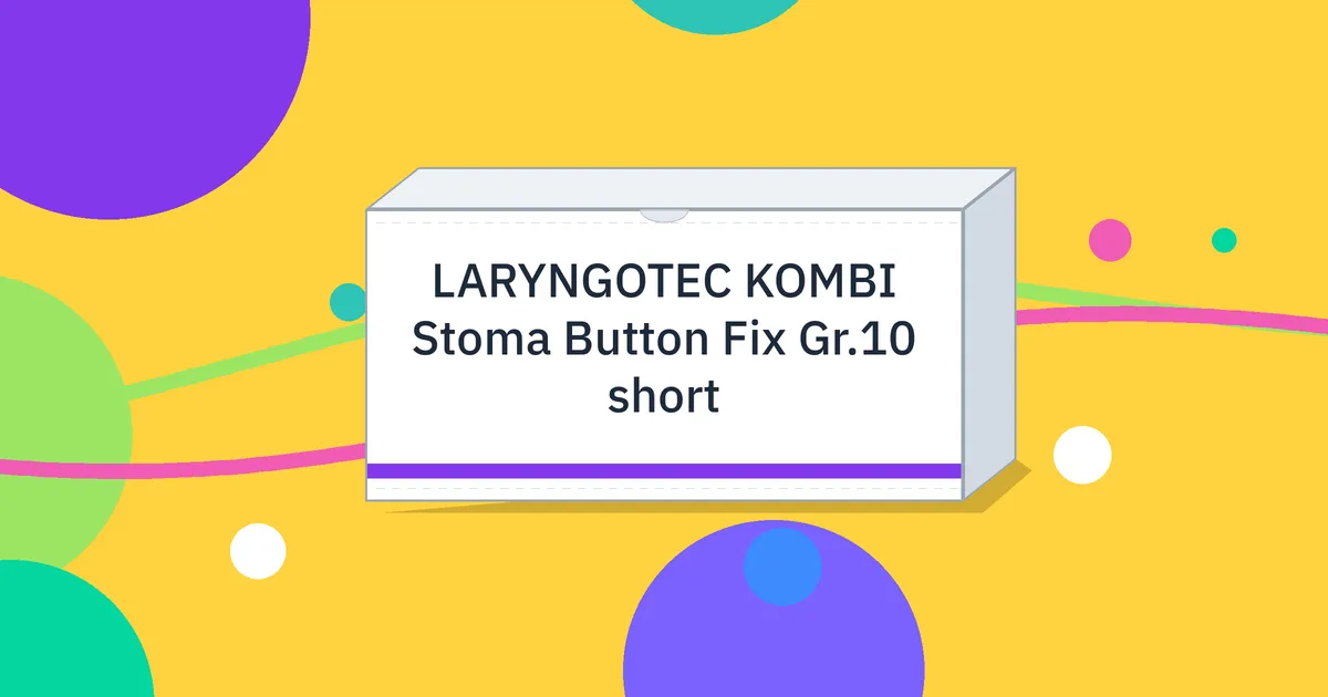Symbolbild: Packung mit der Aufschrift LARYNGOTEC KOMBI Stoma Button Fix Gr.10 short (PZN 19532194) – Verfügbarkeit und Bezug in Apotheken in Frankfurt am Main