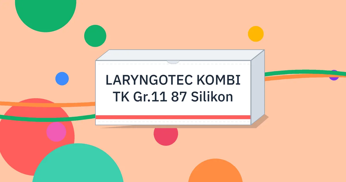 Symbolbild: Packung mit der Aufschrift LARYNGOTEC KOMBI TK Gr.11 87 Silikon (PZN 19185887) – Verfügbarkeit und Bezug in Apotheken in Frankfurt am Main