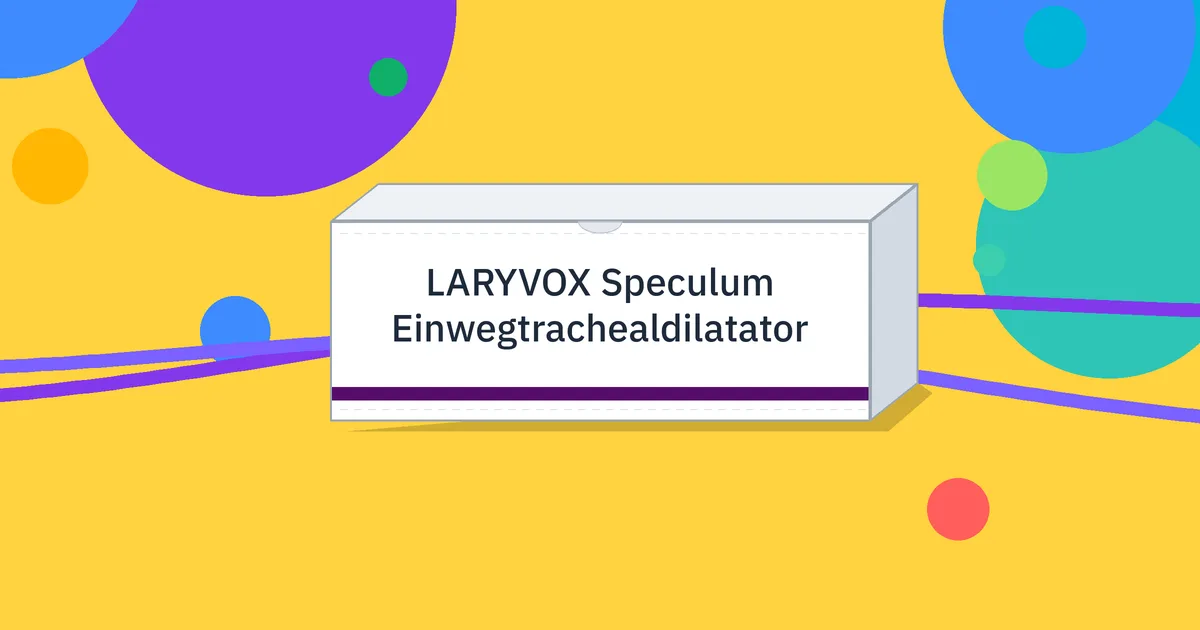 Symbolbild: Packung mit der Aufschrift LARYVOX Speculum Einwegtrachealdilatator (PZN 18153253) – Verfügbarkeit und Bezug in Apotheken in Frankfurt am Main