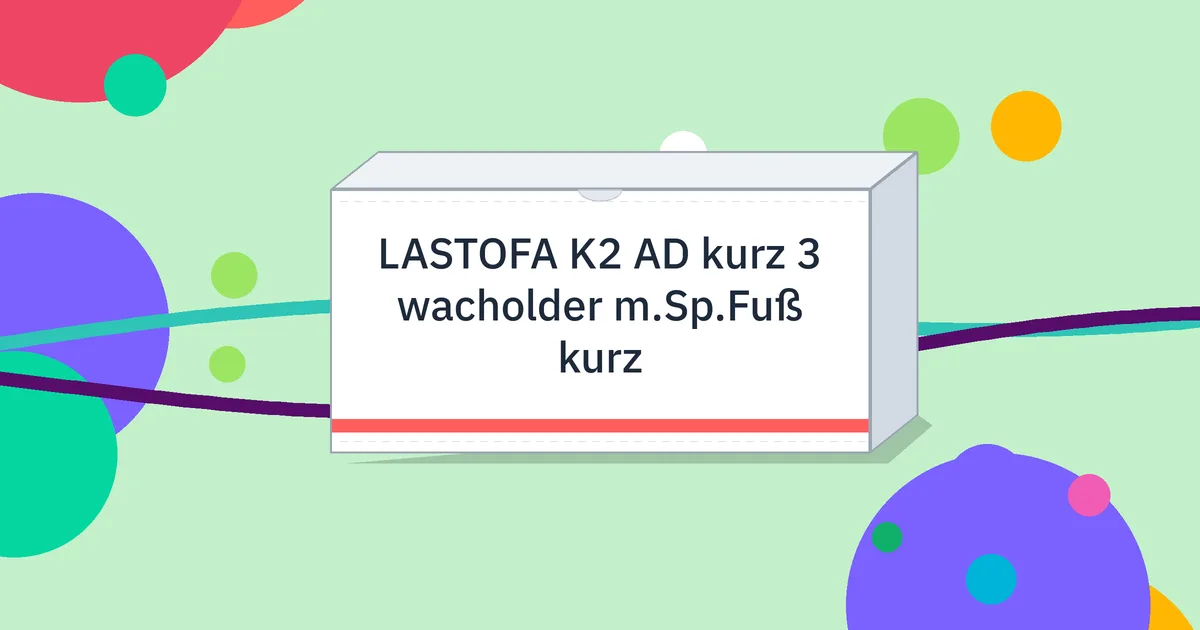 Symbolbild: Packung mit der Aufschrift LASTOFA K2 AD kurz 3 wacholder m.Sp.Fuß kurz (PZN 13800297) – Verfügbarkeit und Bezug in Apotheken in Frankfurt am Main