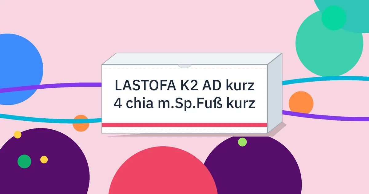 Symbolbild: Packung mit der Aufschrift LASTOFA K2 AD kurz 4 chia m.Sp.Fuß kurz (PZN 13800506) – Verfügbarkeit und Bezug in Apotheken in Frankfurt am Main