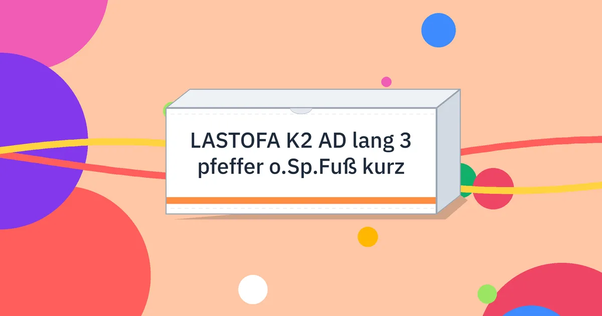 Symbolbild: Packung mit der Aufschrift LASTOFA K2 AD lang 3 pfeffer o.Sp.Fuß kurz (PZN 13800417) – Verfügbarkeit und Bezug in Apotheken in Frankfurt am Main