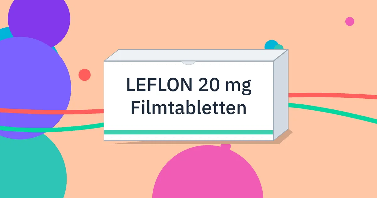 Symbolbild: Packung mit der Aufschrift LEFLON 20 mg Filmtabletten (PZN 14338056) – Verfügbarkeit und Bezug in Apotheken in Frankfurt am Main