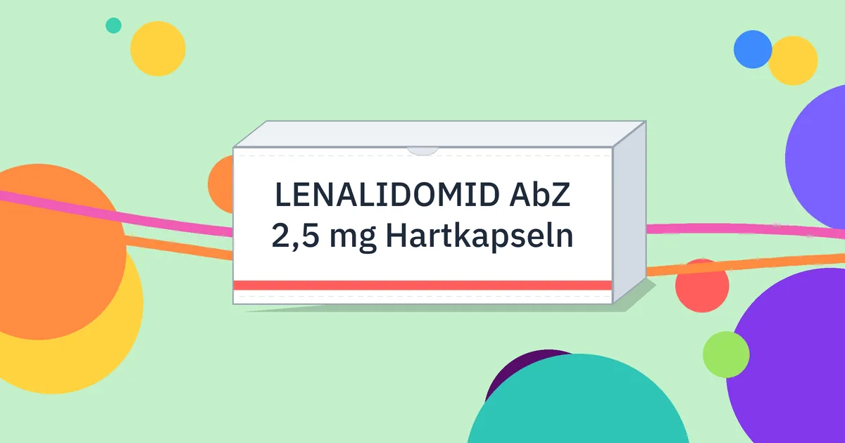 Symbolbild: Packung mit der Aufschrift LENALIDOMID AbZ 2,5 mg Hartkapseln (PZN 18372794) – Verfügbarkeit und Bezug in Apotheken in Frankfurt am Main
