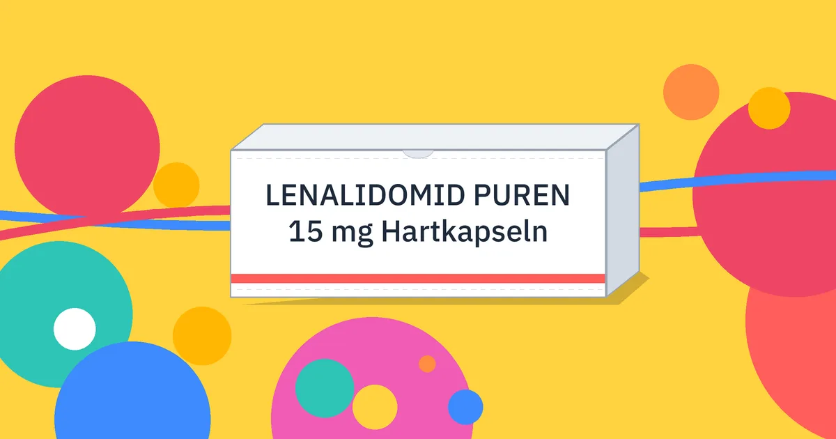 Symbolbild: Packung mit der Aufschrift LENALIDOMID PUREN 15 mg Hartkapseln (PZN 16943206) – Verfügbarkeit und Bezug in Apotheken in Frankfurt am Main