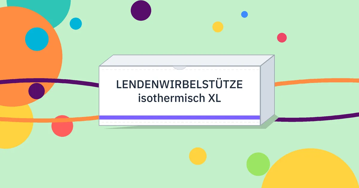 Symbolbild: Packung mit der Aufschrift LENDENWIRBELSTÜTZE isothermisch XL (PZN 19071155) – Verfügbarkeit und Bezug in Apotheken in Frankfurt am Main
